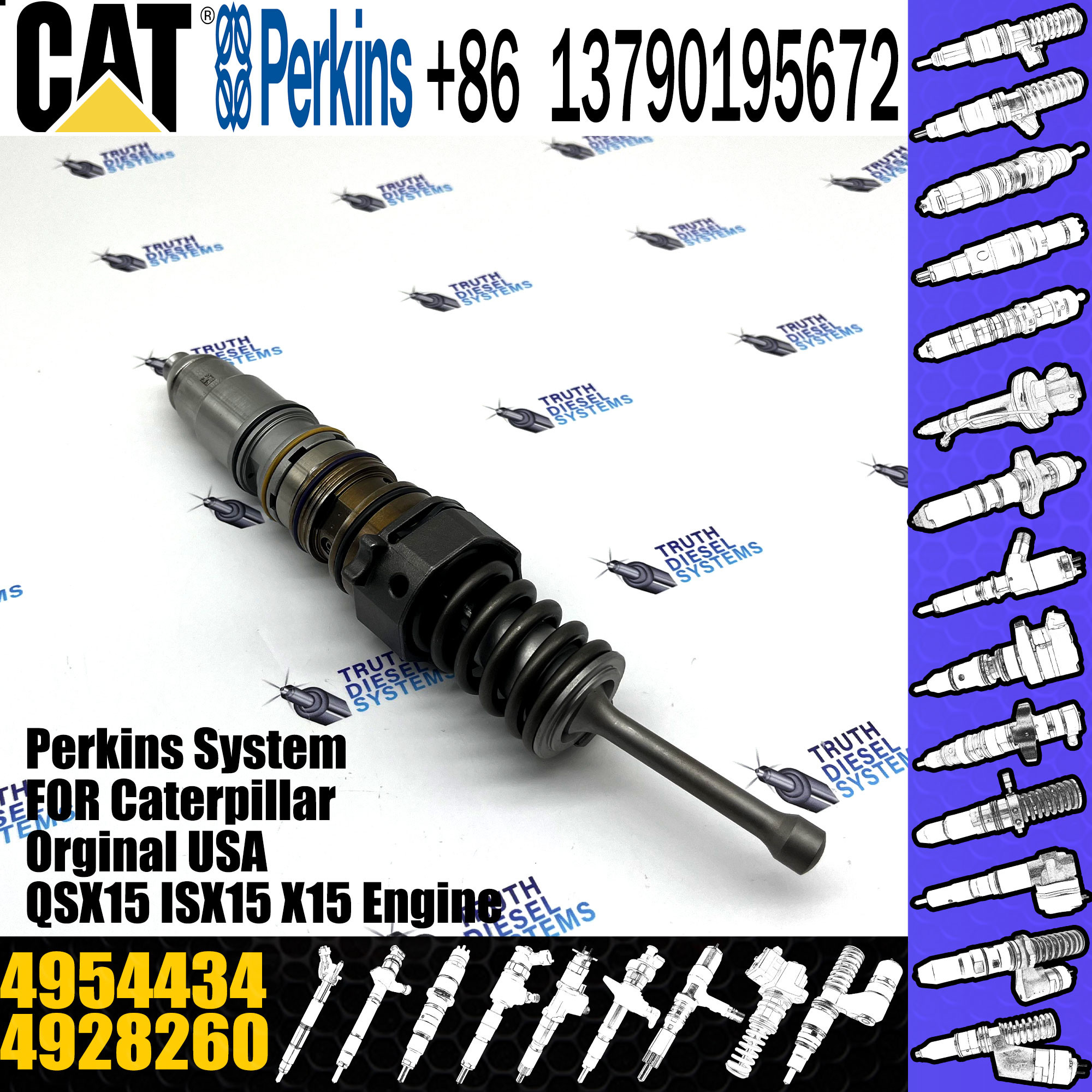 QSX15 ISX15 Cummins Diesel Injector 4954434 Common Rail Fuel Injector