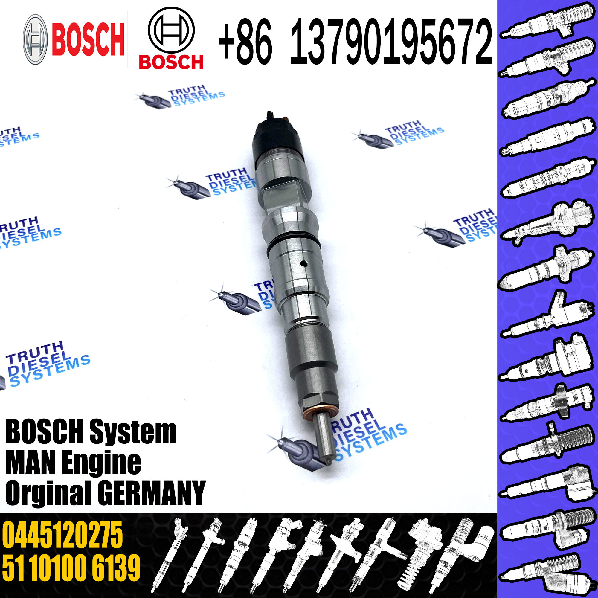 Iniettore comune 0445120529 della ferrovia 0445120186 0445120275 per i ...