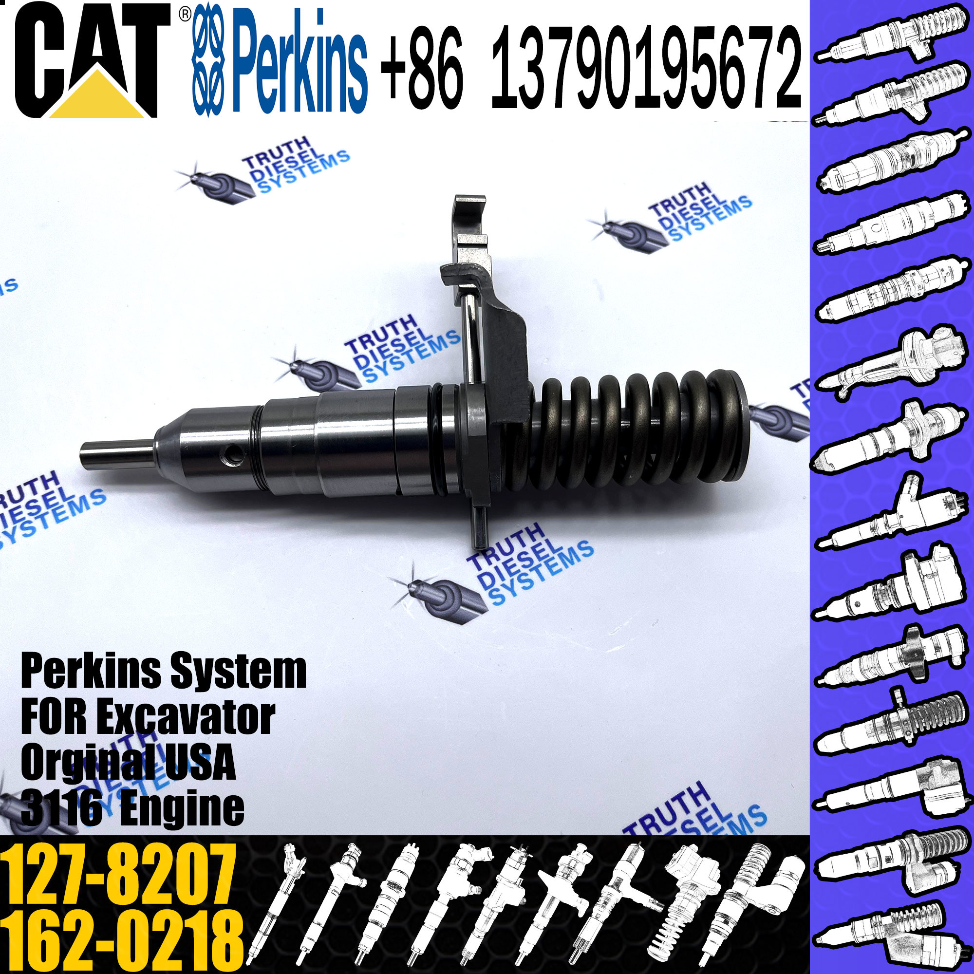 CAT Perkins Diesel Injector 1278205 127-8207 Common Rail Injector