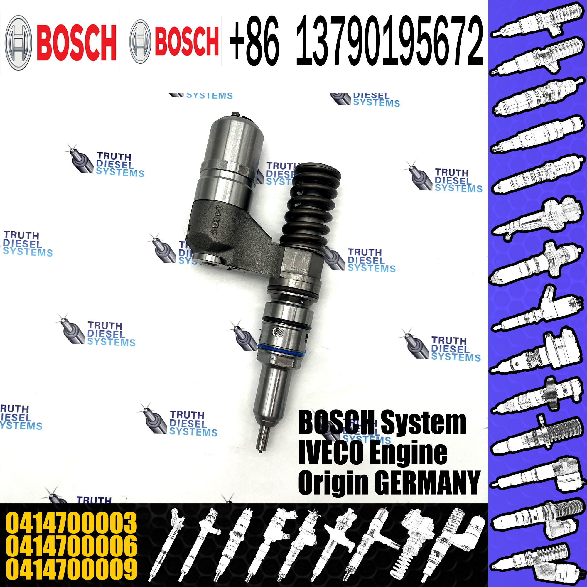 0414700003 For IVE-CO Engine Part Bos-ch Common Rail Injector Nozzle ...