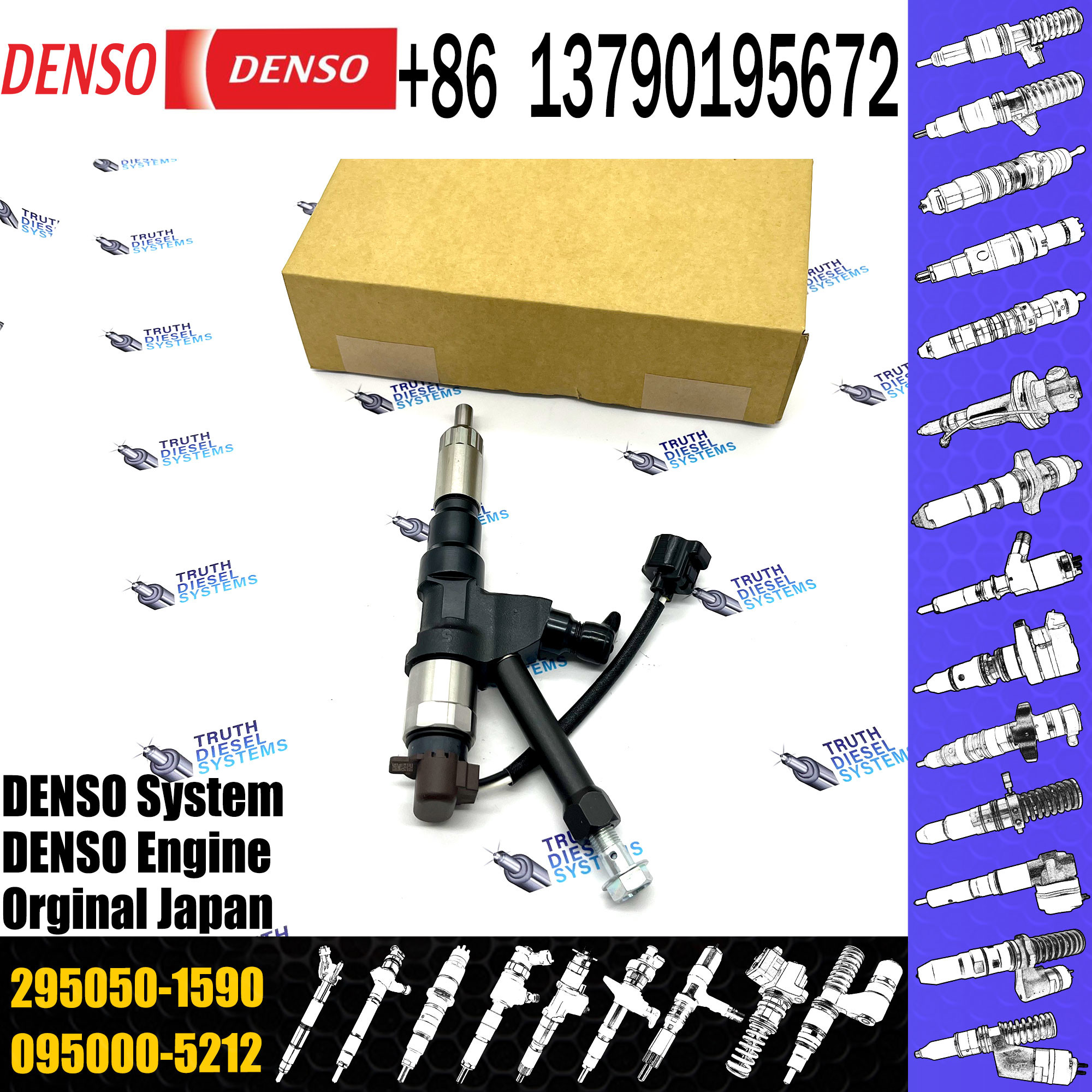 Diesel Injector 23670-E0590 Common Rail Injector 295050-1590 for Toyota ...